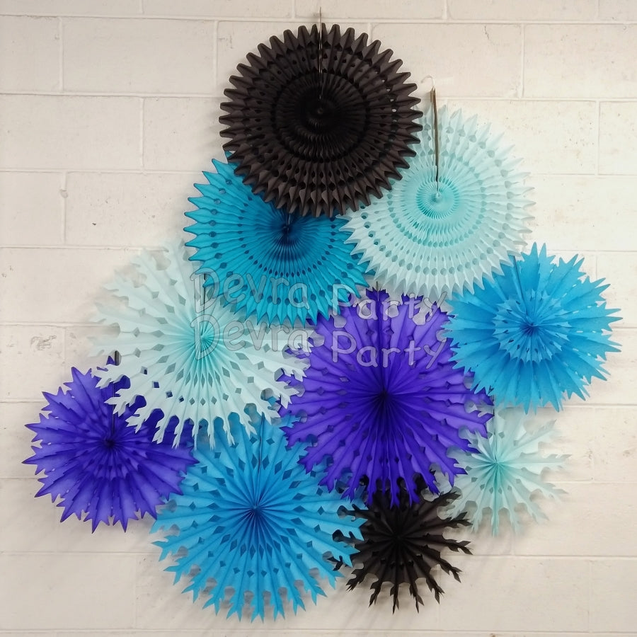 10-Piece Blue Tissue Paper Snowflake Kit – Devra Party Art