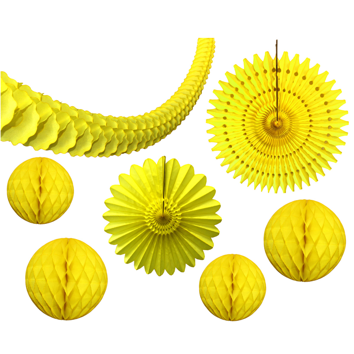 7-Piece Yellow Honeycomb Decoration Set - Made in USA – Devra Party Art
