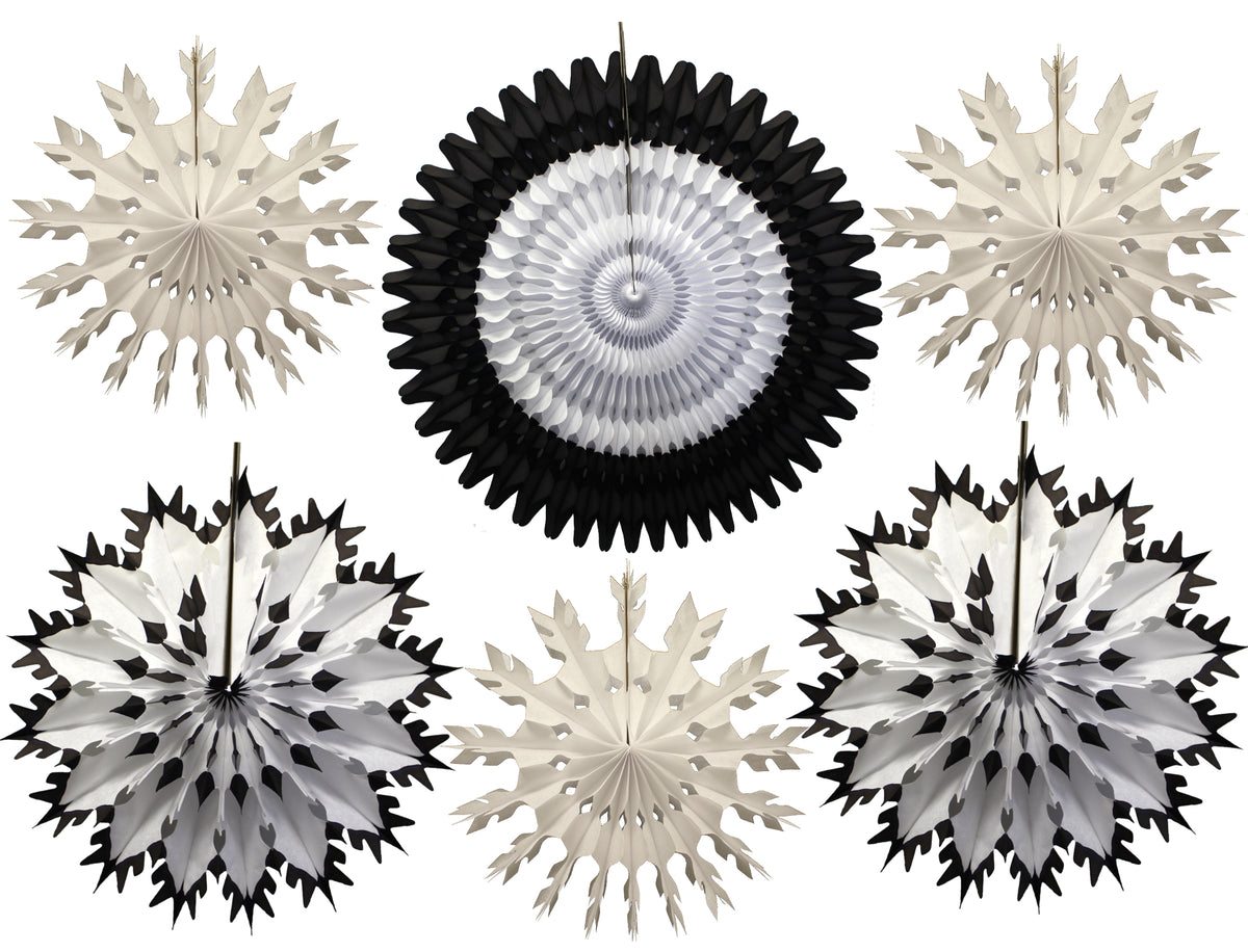 Set of 6 Tissue Paper Snowflakes - 15, 19, 22 Inch - MULTIPLE COLOR OP ...