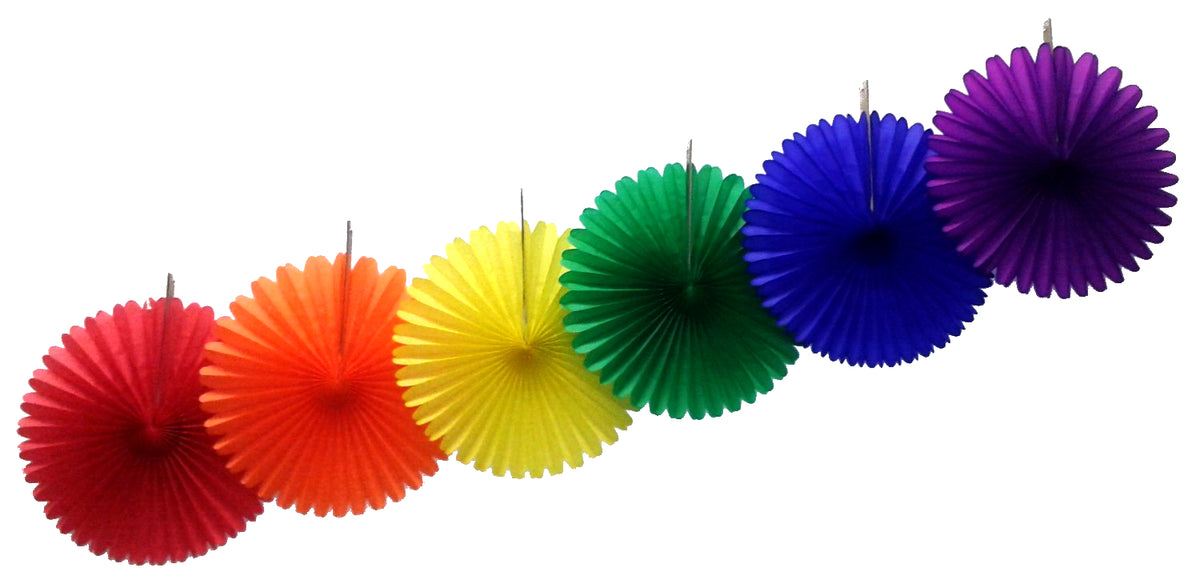 6-Piece Rainbow Themed Tissue Fans - Made in USA – Devra Party Art