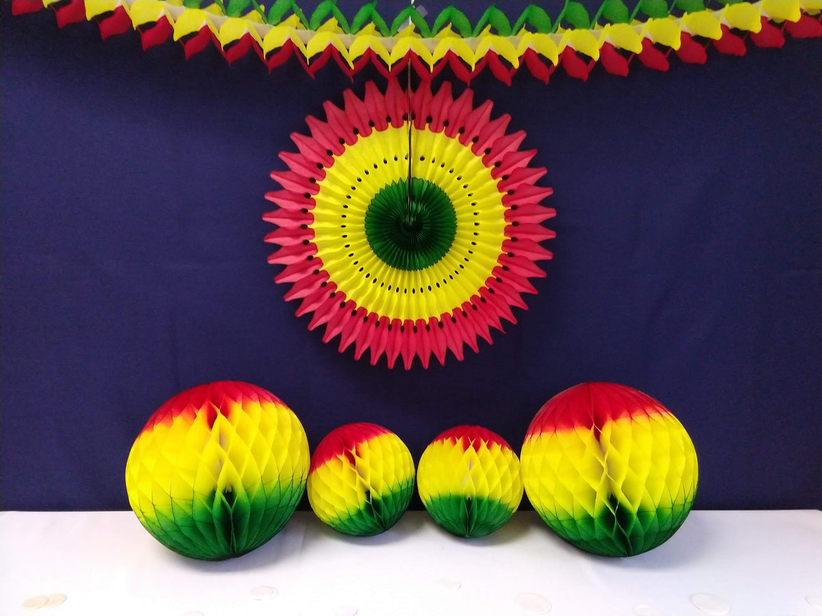 Rasta Honeycomb Balls, 3-Pack (Assorted Sizes) – Devra Party Art