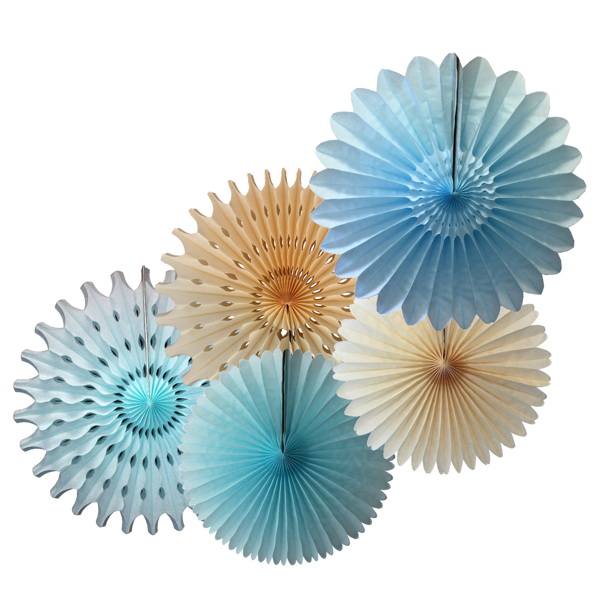 Light Blue & Ivory Tissue Paper Fans - Made in the USA – Devra Party Art