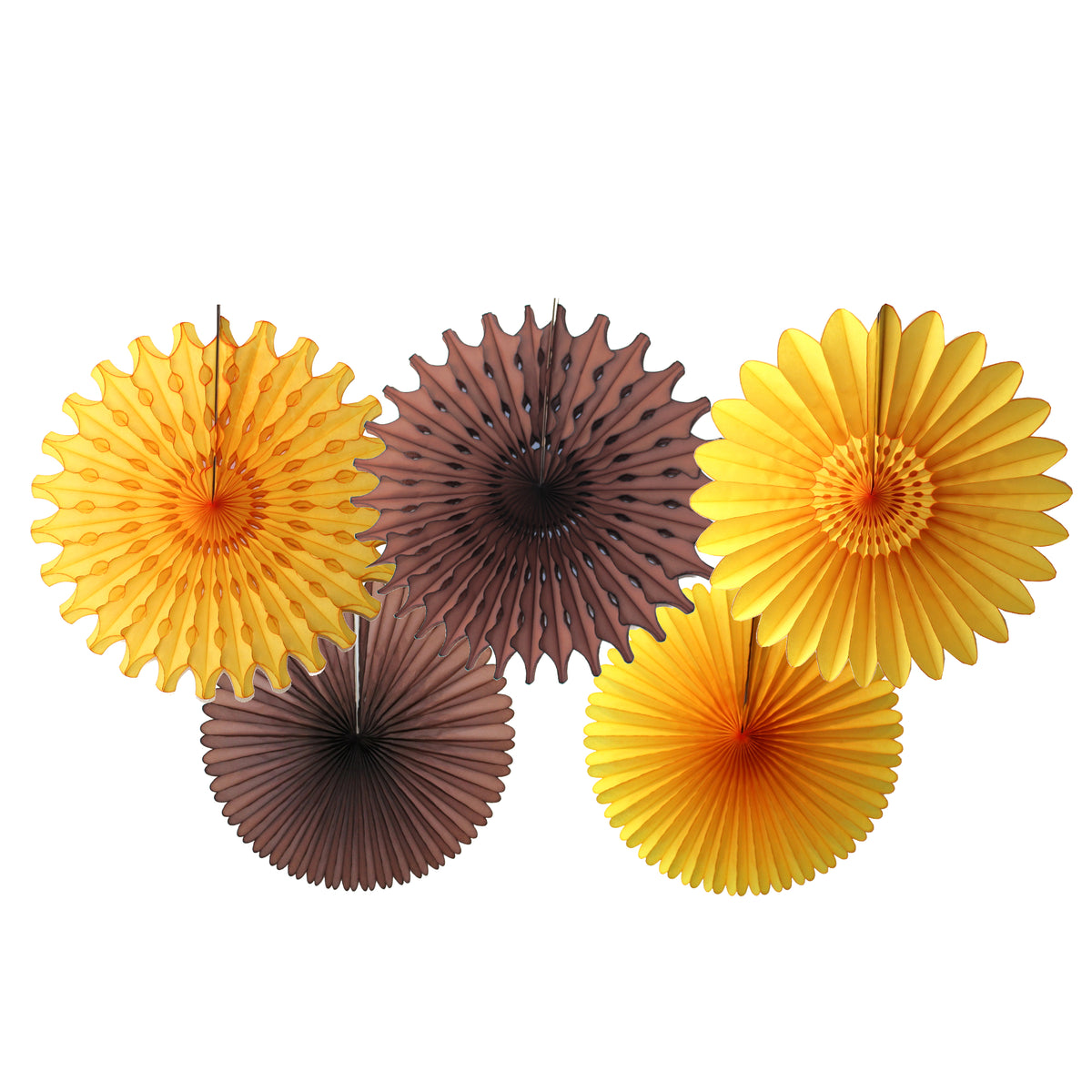 Brown & Gold Tissue Paper Fans - Made in USA – Devra Party Art