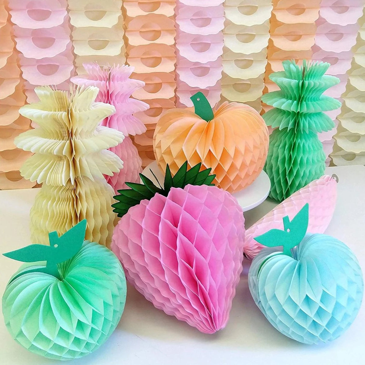 8-Piece Set of Pastel Tissue Paper Fruits Decorations - Made in USA ...